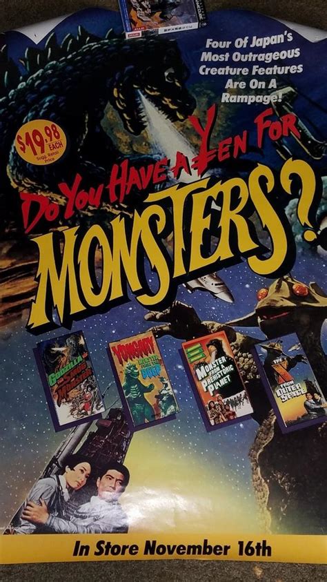 Godzilla Yongary X From Outer Space Video Store Promo Poster Vhs Gappa