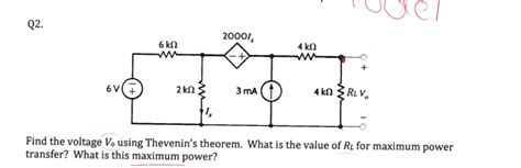 Solved Find The Voltage Vo Using Thevenin S Theorem What Is Chegg Com