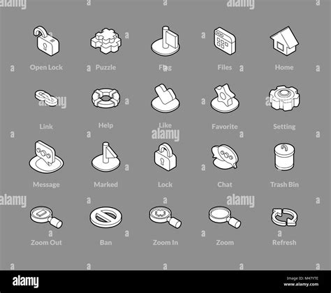 Isometric Outline Icons Set Stock Vector Image And Art Alamy