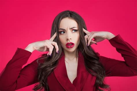 Premium Photo Crazy Girl On Pink Wall Young Beautiful Woman With