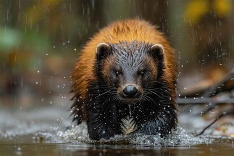 Premium Ai Image A Powerful Wolverine Prowls Through The Dense Shadows Of A Forest