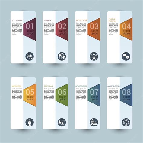 다양한 색상의 인포그래픽 팀 빌딩 템플릿 아이콘 프리미엄 벡터