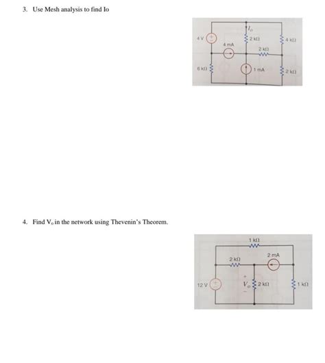 Solved 3 Use Mesh Analysis To Find Lo 4v 2 ΚΩ S4 ΚΩ 4 Ma 2