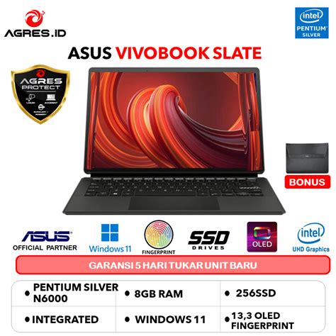 Jual Asus Vivobook 13 Slate Oled T3300ka Touch Pentium N6000 8gb 256gb
