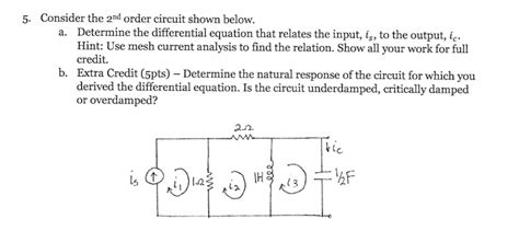 Solved Consider The 2 Nd Order Circuit Shown Below A Chegg Com