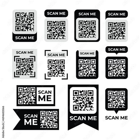 Qr Code Scan Set Collection Scan Me Text Smartphone Usage Scan Qr