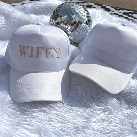 Custom Embroidered Bridal Summer Cap Wifey Bride Hubby Matching Hats