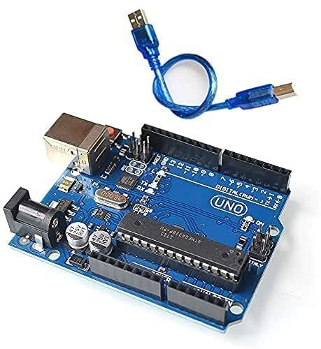 Nirman Labs UNO R Development Board With Feet USB Cable Blue And Black Pack Of Amazon In