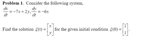 Solved Consider The Following System Dxdt 7x2y Dydt