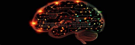 An Abstract Digital Brain With Intricate Circuitry And Glowing Elements