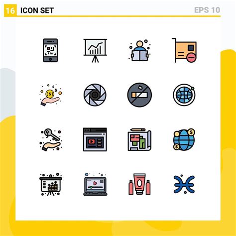 Mobile Interface Flat Color Filled Line Set Of 16 Pictograms Of Hand Hardware Education Devices