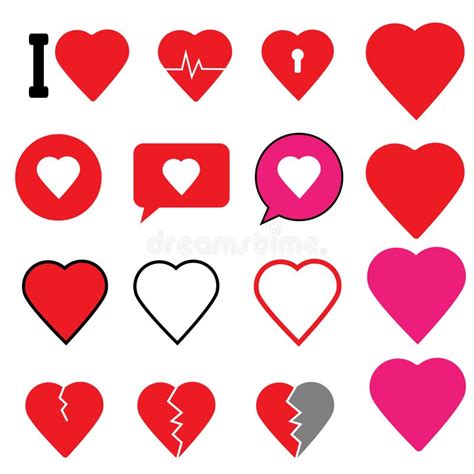 Collection Of Heart Illustrations Love Symbol Icon Set Stock Vector