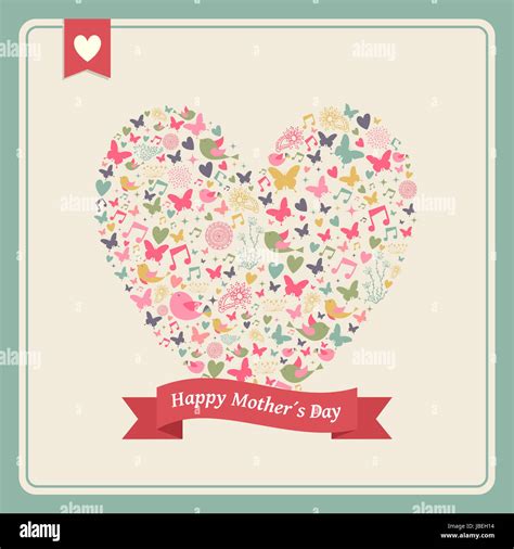Vintage Happy Mothers Day Greeting Card Celebration Background With