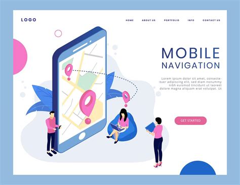 Modern Isometric Concept Of Mobile Navigation Vector Art At Vecteezy