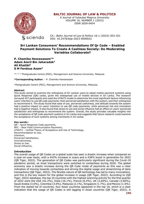 Pdf Sri Lankan Consumers Recommendations Of Qr Code Enabled Payment Solutions To Create A
