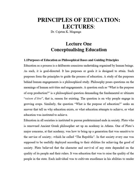 Principles Of Education Lectures Pdf Epistemology Metaphysics