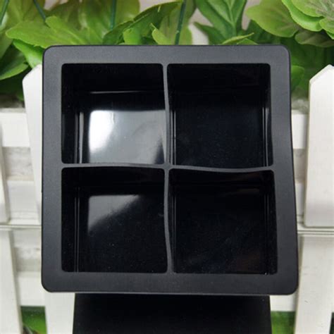 Black 4 Big Grids Food Grade Silicone Ice Cube Mak Vicedeal