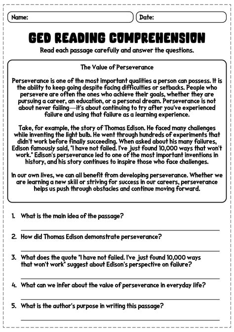 Ged Reading Comprehension