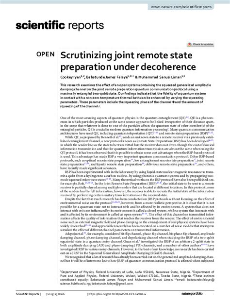 Pdf Scrutinizing Joint Remote State Preparation Under Decoherence