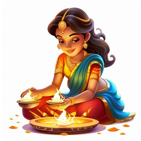 Premium Ai Image Happy Diwali Beautiful Hindu Indian Young Women