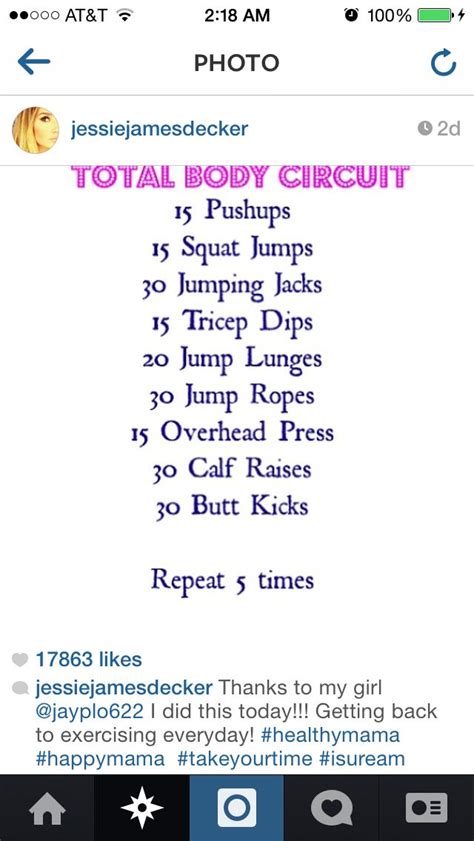 Jessie James Decker Workout Routine Circuit Workout I Work Out