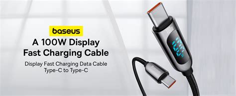 Baseus Display Fast Charging Data Cable Type C To Type C 100w 5a 1m Black