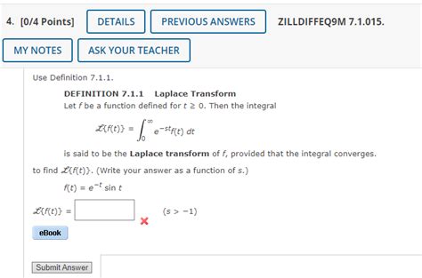 Solved 4 [0 4 Points] Details Previous Answers Zilldiffeq9m
