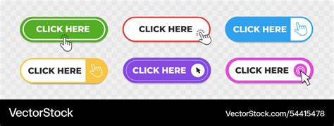 Click Here Button With Pointer Clicking Web Vector Image