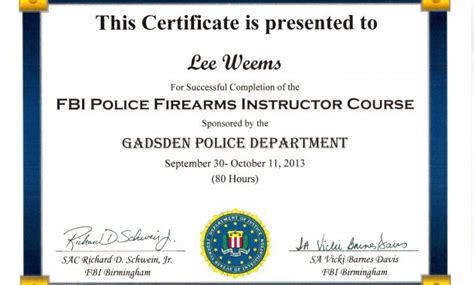 Nra Security Firearms Training Instructor Certificate Free Printable