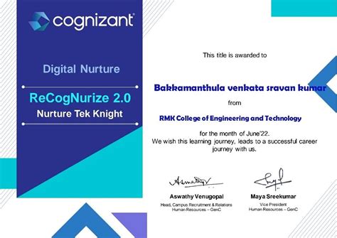 Bakkamanthula Venkata Sravan Kumar On Linkedin Thanks For Cognizant