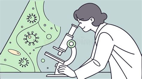 Scientist Looking Through A Microscope Research Vector Art Vector