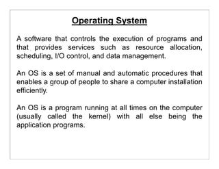 Introduction To Operating System Ppt