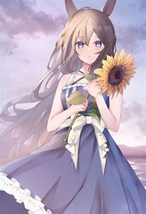 Sunflowers Fan Art Uma Musume Pretty Derby Animal Ears Solo