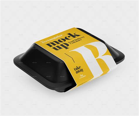 Flat Rectangular Food Delivery Container Mockup Set Graphics