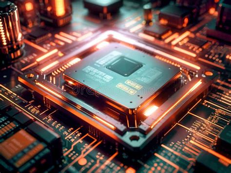 Close Up View Of A Modern Gpu Card With Circuit And Connections 3d Rendering Stock Illustration