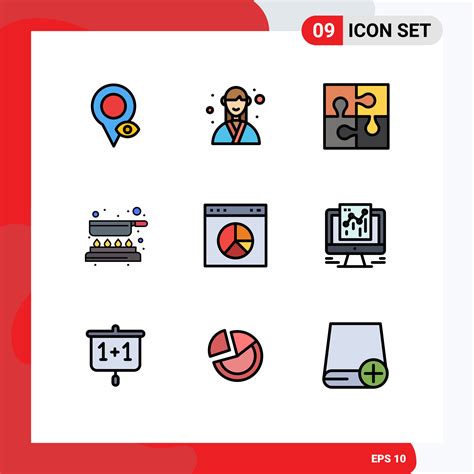 9 Thematic Vector Filledline Flat Colors And Editable Symbols Of Fry Cooking Planner Cook