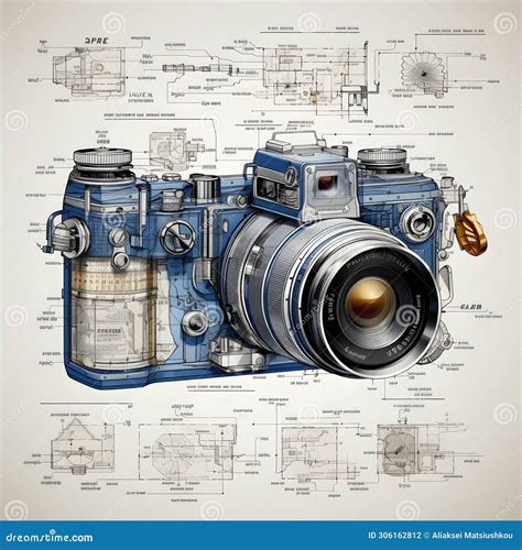 Analog Photography Blueprint Template Engineering Construction Stock