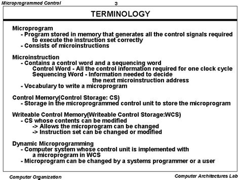 Microprogrammed Control Microprogrammed Control Control Memory Sequencing