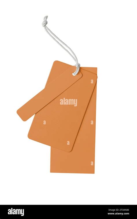 Various Shape Of Blank Orange Paper Label Or Cloth Tag Set Isolated On