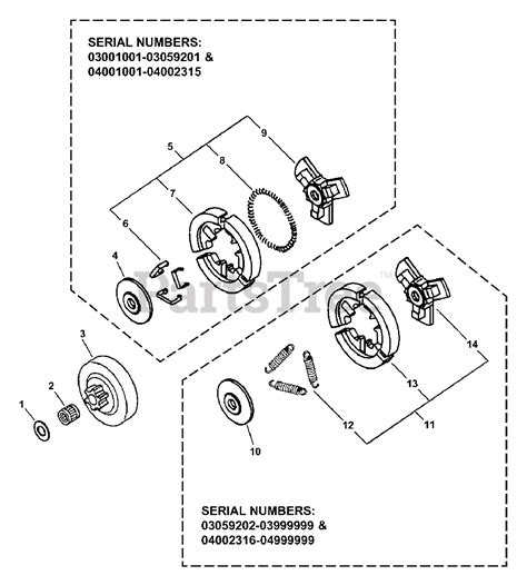 Echo CS 300 Echo Chainsaw SN 03001001 03999999 Clutch Parts Lookup With Diagrams PartsTree