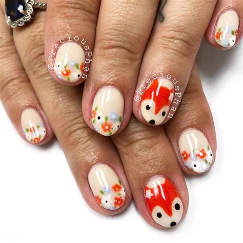 Fall Nails Fox Nails Floral Nails Preciousphan Fox Nails