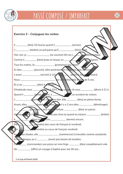 Pack Passé composé Imparfait PDF MP4 A Cup of French