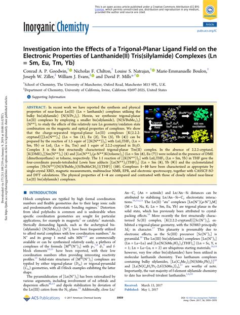Pdf Investigation Into The Effects Of A Trigonal Planar Ligand Field