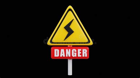 3d Rendering Of High Voltage Sign In Triangle Shape Danger Warning