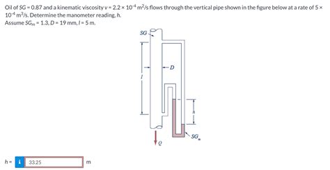 Solved Oil Of S G 0 87 And A Kinematic Viscosity