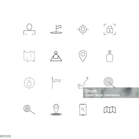 Maps And Navigation Linear Thin Icons Set Outlined Simple Vector Icons Stock Illustration