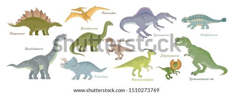 Dinosaurs Vector Set Isolated On White Stock Vector Royalty Free