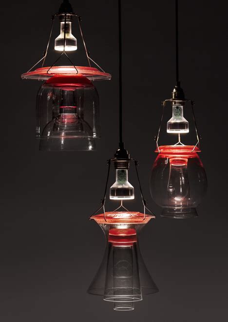 Stacked Lights Combine Vintage Glass With Coloured Resin
