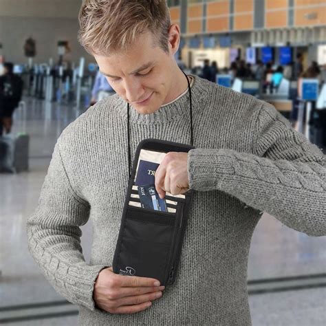 Travel Neck Pouch Hidden Passport Holder Wallet Rfid
