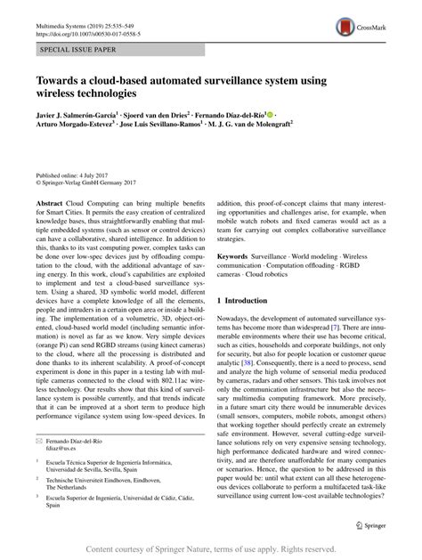 Towards A Cloud Based Automated Surveillance System Using Wireless Technologies Request Pdf
